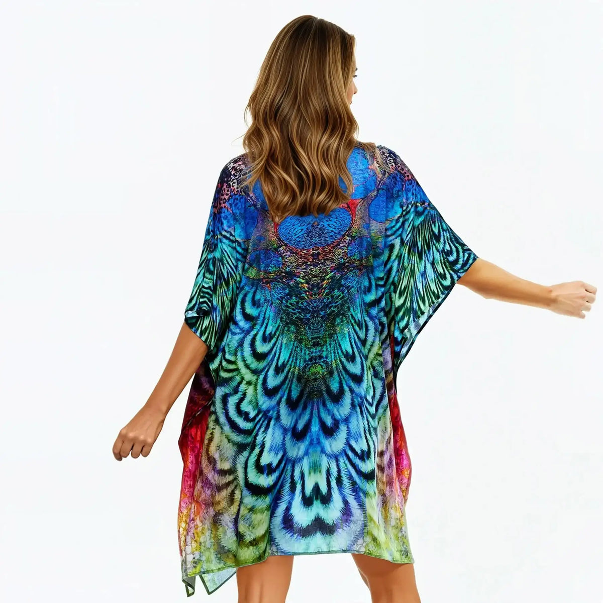 Women’s Loose V-Neck Casual Short Mini Kaftan Dress/Top | Kimono or ...